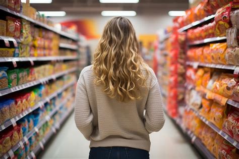 Premium Ai Image Shopper Browsing Through The Cereal Aisle Generative Ai