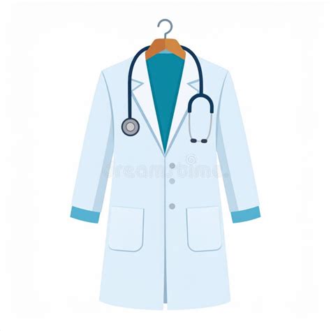 White Doctor Coat With Stethoscope On A Hanger In A White Background