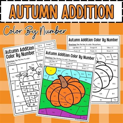 Fall Math Coloring Sheets Activities Autumn Math Color By Number