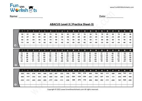 Abacus Practice Worksheets Level 3