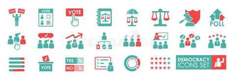 Democracy Icon And Voting Icon Set Solid Icons Vector Collection Stock Vector Illustration Of