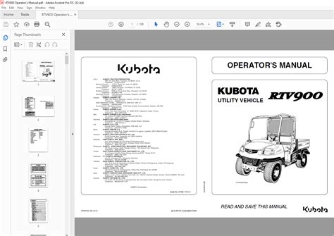 Kubota Utility Vehicle Rtv900 Operators Manual Pdf Download