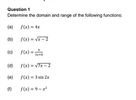solved question 1determine the domain and range of the