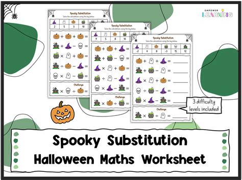 Spooky Substitution Halloween Algebra Worksheet For Ks2 And Ks3