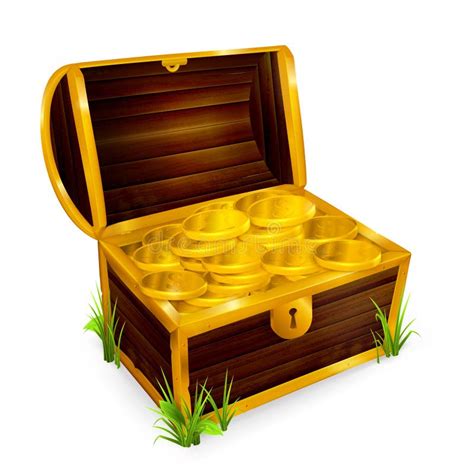 Treasure Chest Gems And Gold Coins Vector Icon Stock Vector