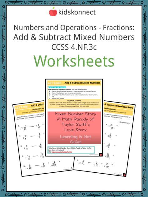 Numbers And Operations Fractions Add And Subtract Mixed Numbers Ccss 4