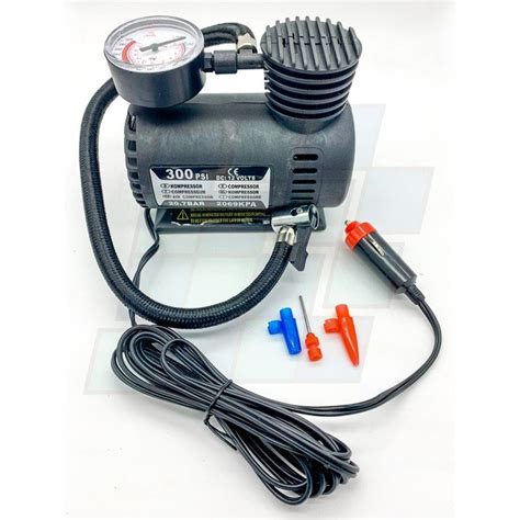 Compresor De Aire Chico Plastico Negro Con Manometro 12v Automundo Warnes