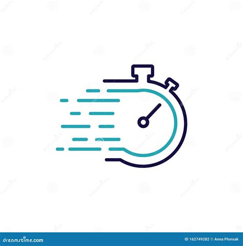 Quick Timer Line Icon Fast Stopwatch Icon Service Delivery Vector Logo Stock Illustration