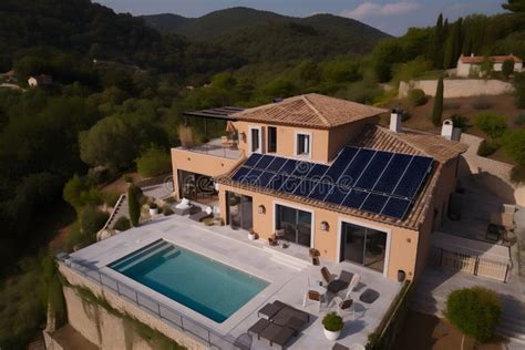 Solar Panels On A Private House Neural Network Ai Generated Stock Illustration Illustration