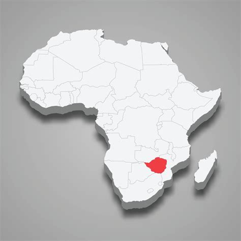 Country Location Within Africa 3d Map Zimbabwe 22754945 Vector Art At