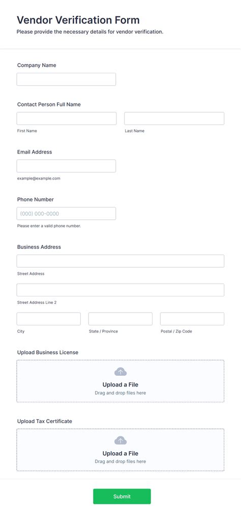 Vendor Verification Form Template Jotform