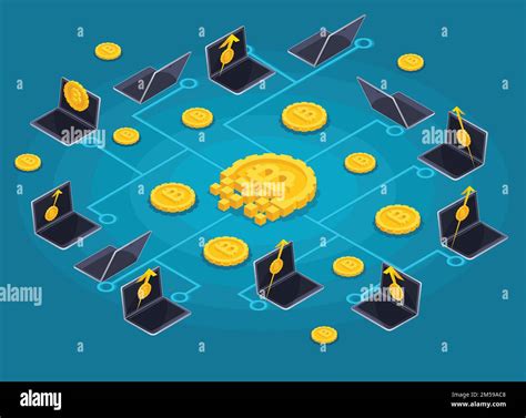 isometric concept of the blockchain infographic concept cryptocurrency