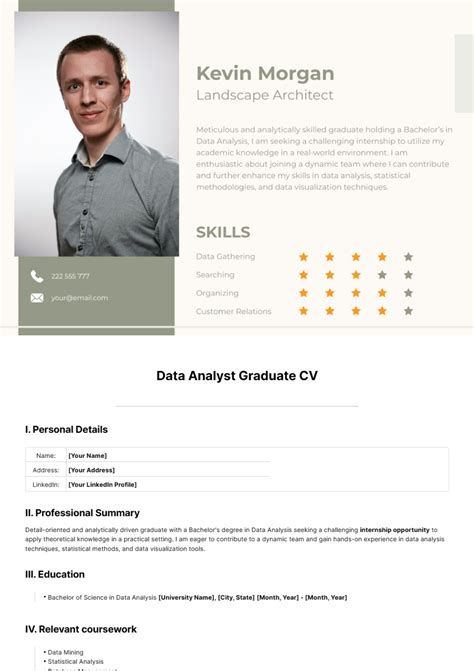 Free Data Analyst Graduate Cv Template To Edit Online Free Data Analyst Graduate Cv Template To Edit Online