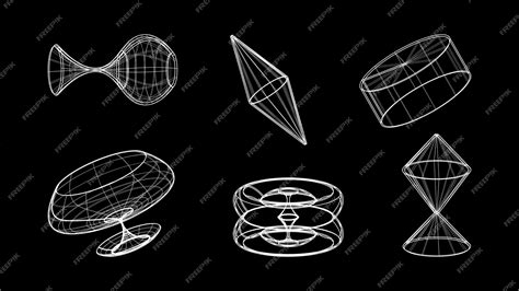 premium vector 3d wireframe models of objects network line