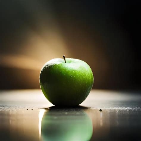 Premium Ai Image An Apple With A Light On It And A Reflection On The