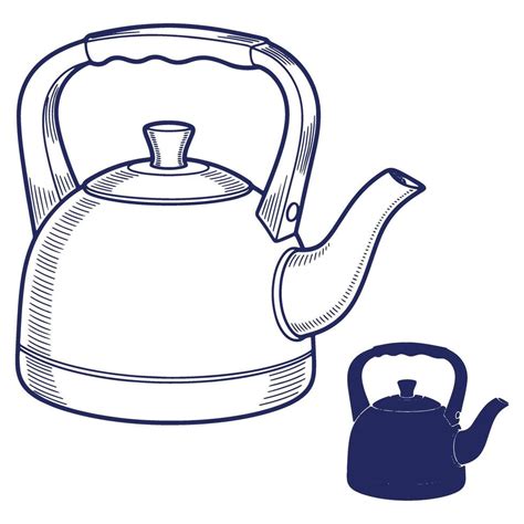 Elegant Kettle Illustration With Detailed Hatching And Classic Design