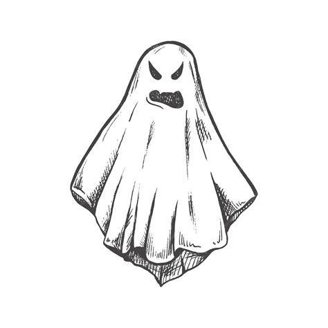 Premium Vector Hand Drawn Halloween Scary Sketch Of Ghost Isolated On