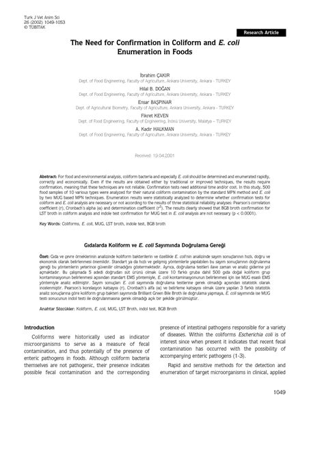 Pdf The Need For Confirmation In Coliform And E Coli Enumeration In Foods