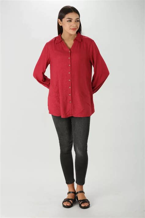Buy Latest Red Shirt Women At Great Price Online