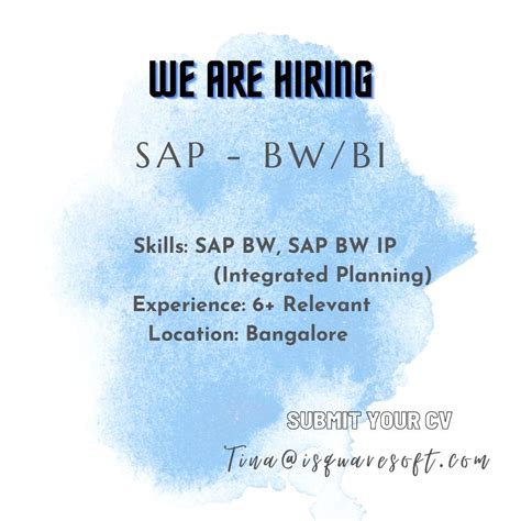 Tina Sj On Linkedin Sapconsultant Sapbw4hana Sapbwbi Isquaresoft Hiring Jobforyou
