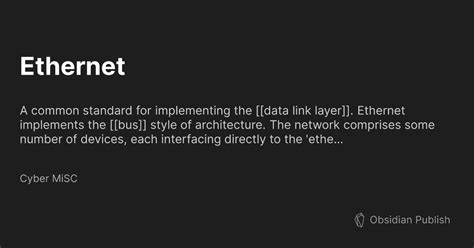 Ethernet Cyber Misc Obsidian Publish