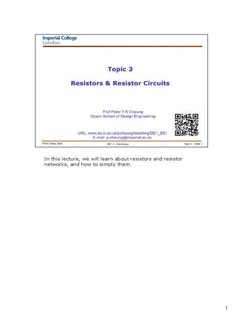 Topic 3 Resistors Resistor Circuits Notes Download Free Pdf