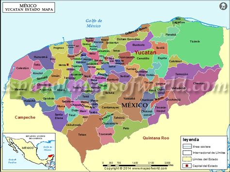 Mapa De Yucatan Estado De Yucatan Mexico