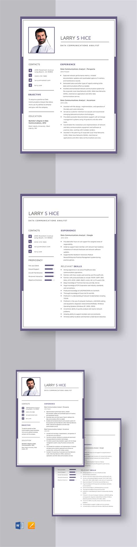 Production Data Analyst Resume Template Psd