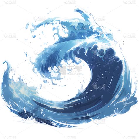 风光系列动漫风水彩海浪通用元素素材