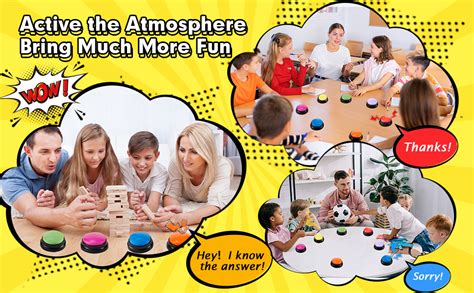 Honoson 8 Pieces Recordable Answer Buzzers Button Answer