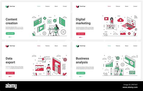Digital Marketing Data Analysis Import And Export Content Creation Set Vector Illustration