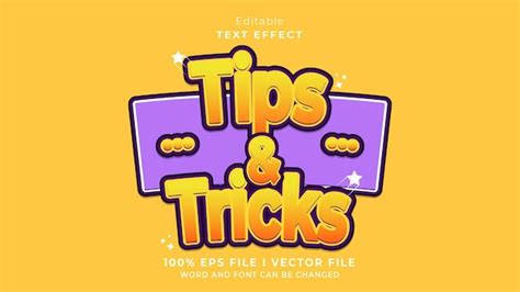 premium vector editable tips and tricks text effect