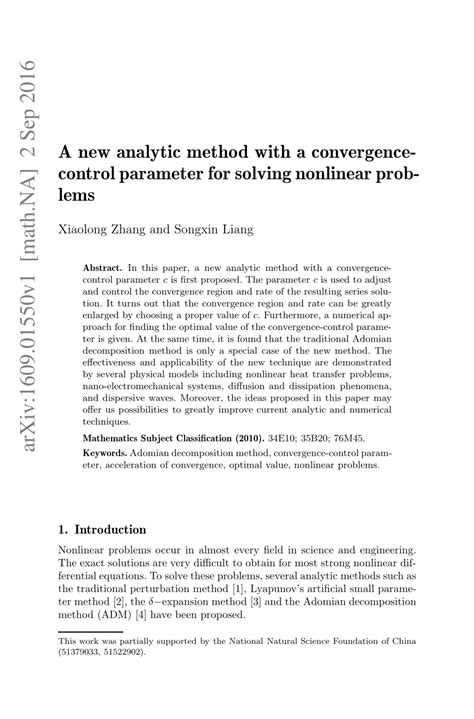 Pdf A New Analytic Method With A Convergence Control Parameter For