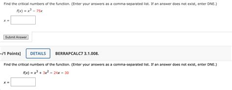 Solved F X X3−75x X − 1 Points] Berrapcalc7 3 1 008 Find