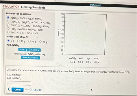 Solved Simulation Limiting Reactants Reforences Unbalanced