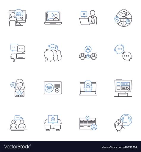 Cyberspace Dwellers Line Icons Collection Vector Image