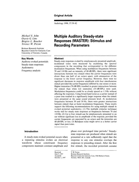 Pdf Multiple Auditory Steady State Responses Master Stimulus And