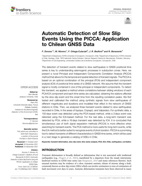 Pdf Automatic Detection Of Slow Slip Events Using The Picca