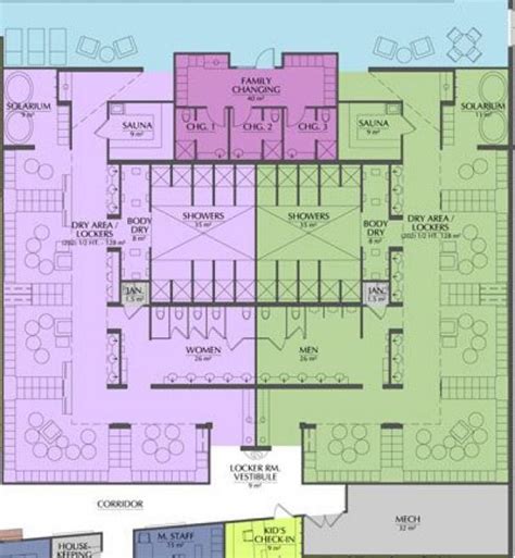 Locker Room Floor Plan Showing Circulation And Adjacent Areas Image