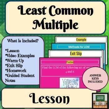 LCM Least Common Multiple Lesson By Get Rid Of The Box TPT