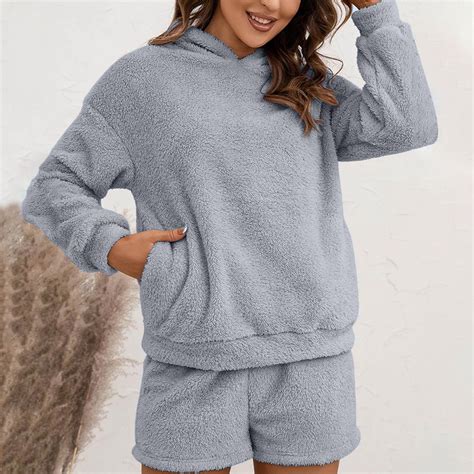Tidyack Haut à Capuche à Manches Longues Pour Femmes Ensemble De Pyjama à Taille Élastique