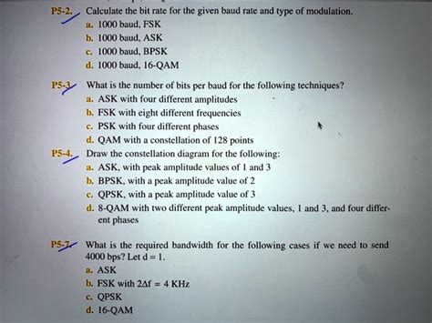 p5 2 calculate the bit rate for the given baud rate and type of