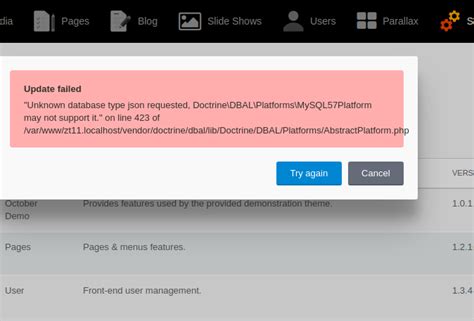 Unknown Database Type Json Requested · Issue 3231 · Octobercmsoctober