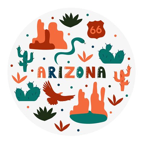 Usa Collection Vector Illustration Of Arizona Theme State Symbols