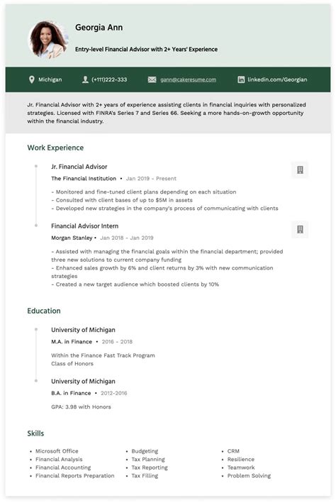 How To Write A Financial Advisor Resume Latest Examples Templates And
