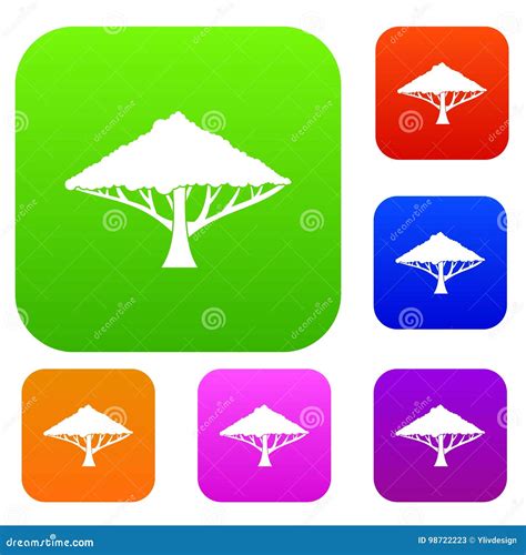 Tree With A Spreading Crown Set Collection Stock Vector Illustration Of Organic Element