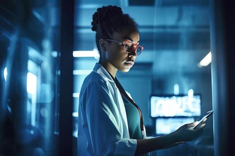 Premium Photo Shot Of A Young Female Scientist Using A Digital Tablet In Her Lab Created With