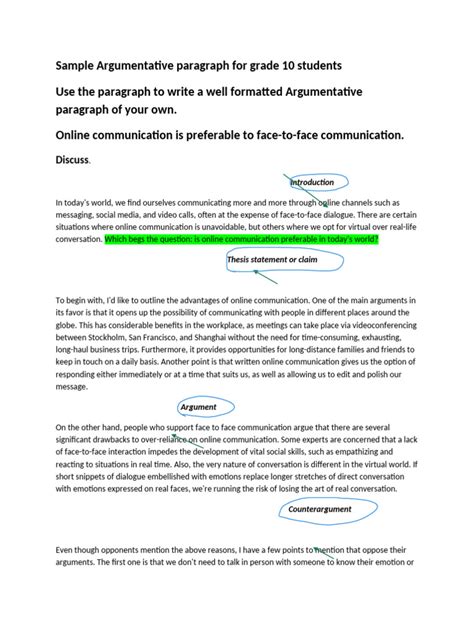 Sample Argument Wps Office Pdf Communication Computer Mediated