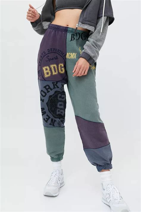 Bdg Collegiate Patchwork Sweatpant Urban Outfitters Canada