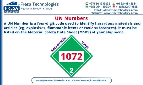Un Numbers Coding Un Number Data Sheets
